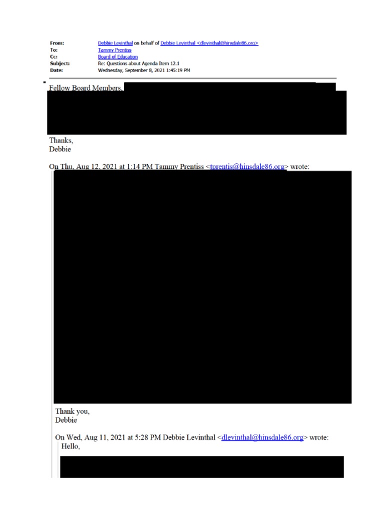 Heavily Redacted Emails From Hinsdale High School District 86 | PDF