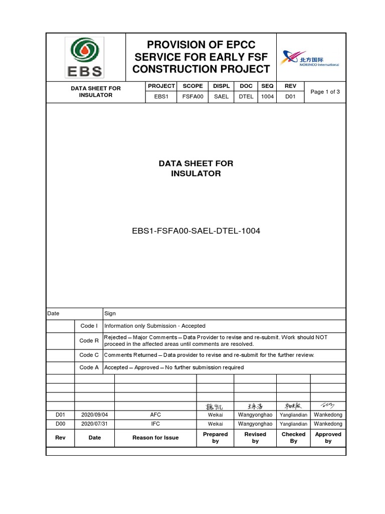 Ebs1 Fsfa00 Sael Dtel 1004 d01 Data Sheet For Insulator | PDF ...