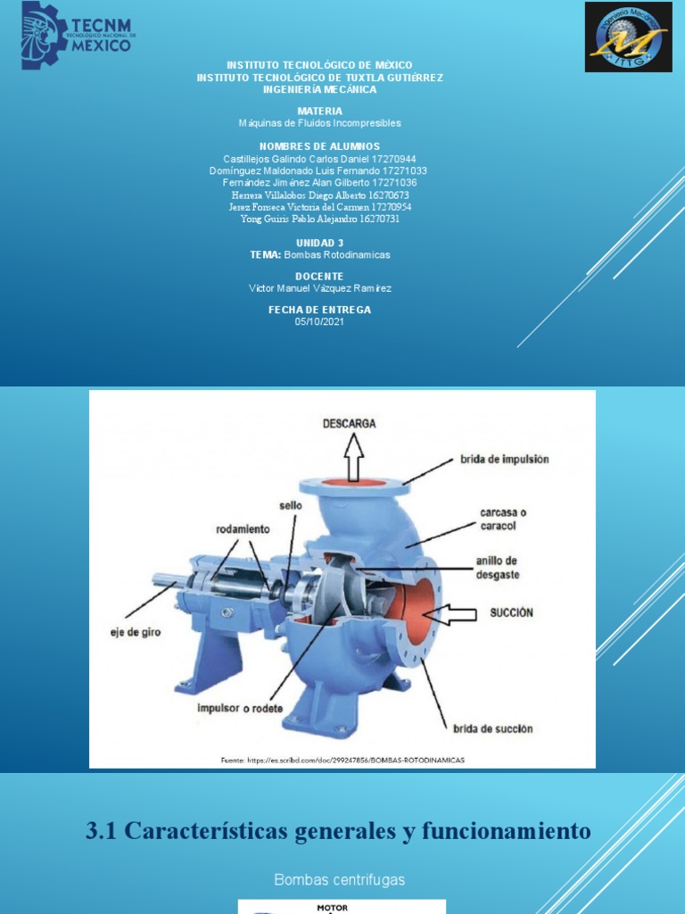Unidad 3 BOMBAS ROTODINAMICAS | PDF | Bomba | Ingeniería mecánica