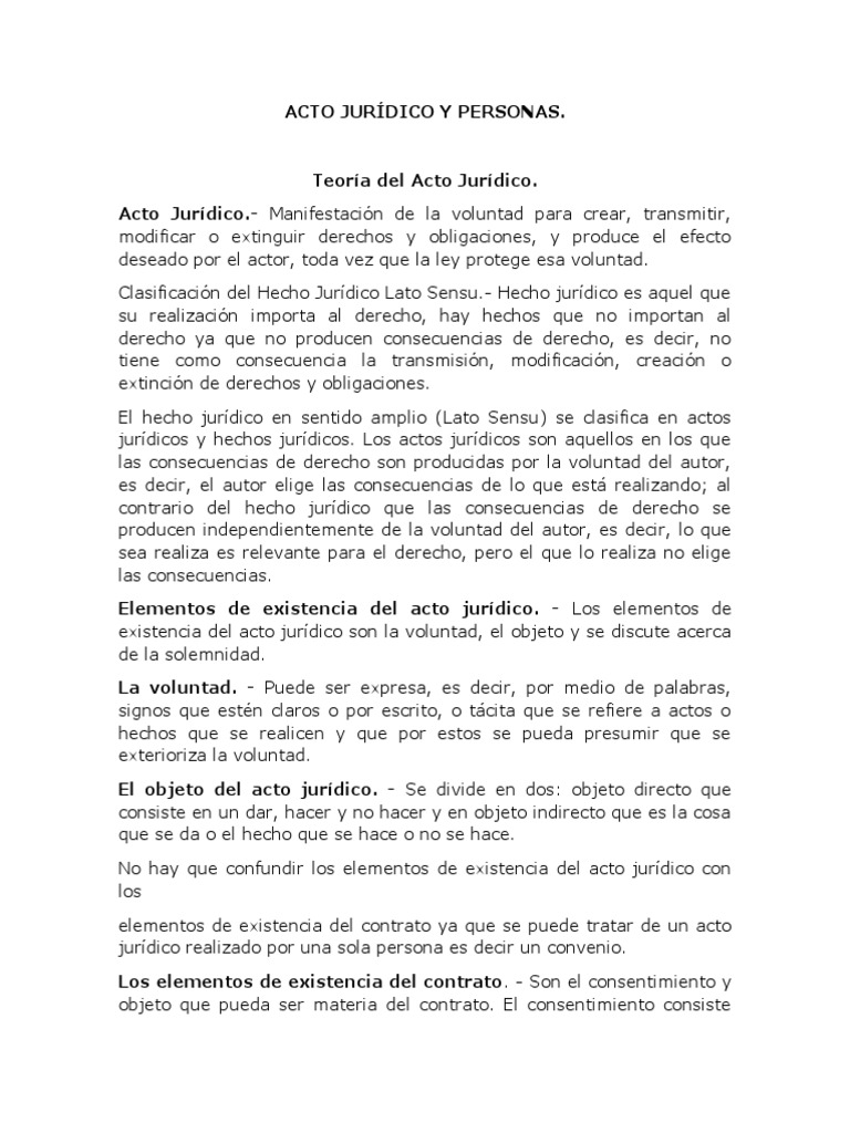 Acto Jurídico y Personas | PDF | Derecho Civil (Common Law) | Propiedad