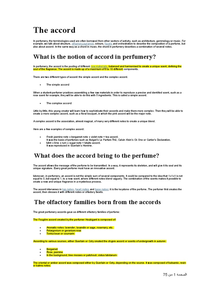 The Accord: What Is The Notion of Accord in Perfumery? | PDF | Perfume ...