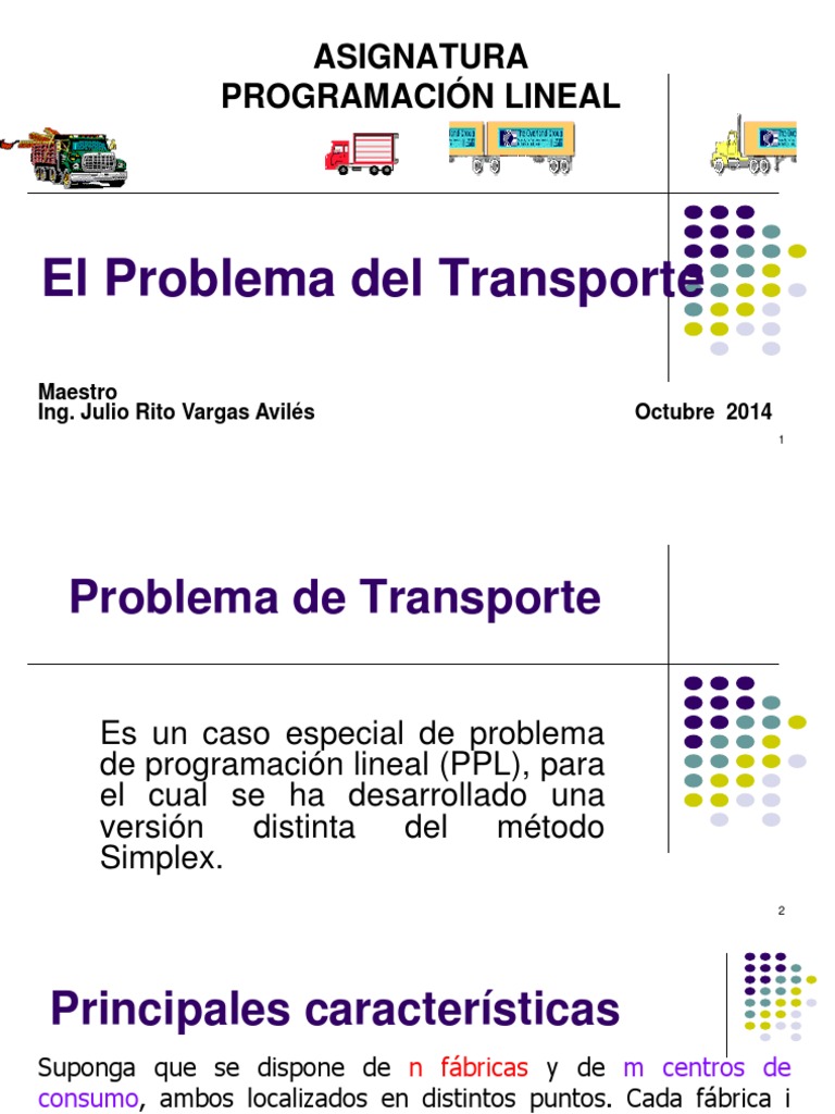El Problema Del Transporte: Asignatura Programación Lineal | PDF ...