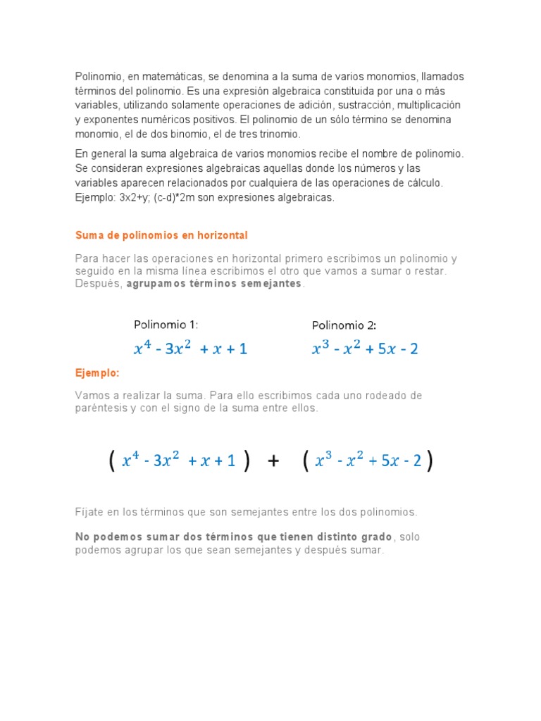 Polinomio | PDF | Ciencia computacional | Matemáticas De La Computación