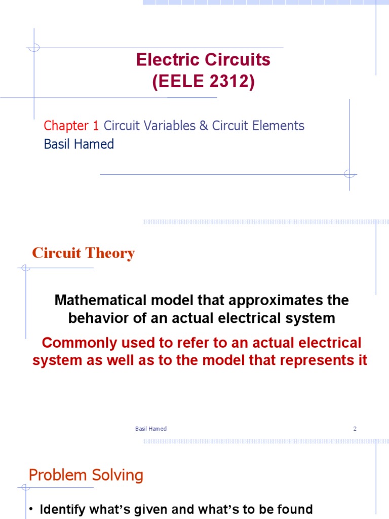 Ch. 1 Circuit Variables Circuit Elements | PDF | Electrical Network | Voltage