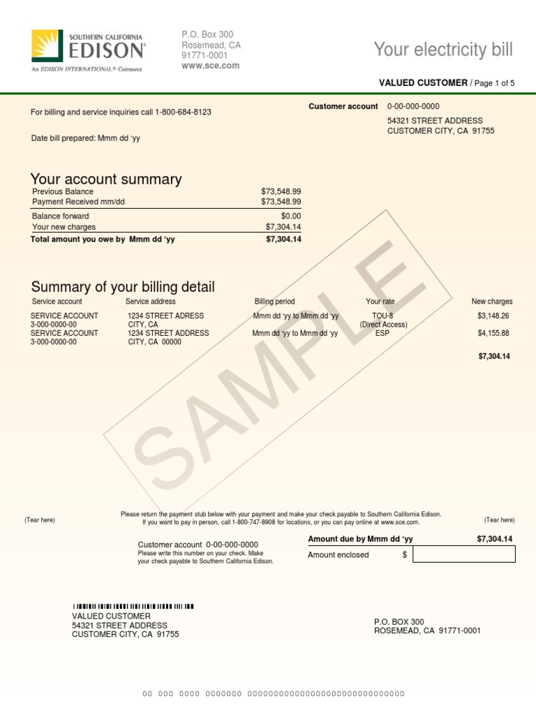 Direct Access Non-Continuous UDC Consolidated Bill | PDF | Cheque ...