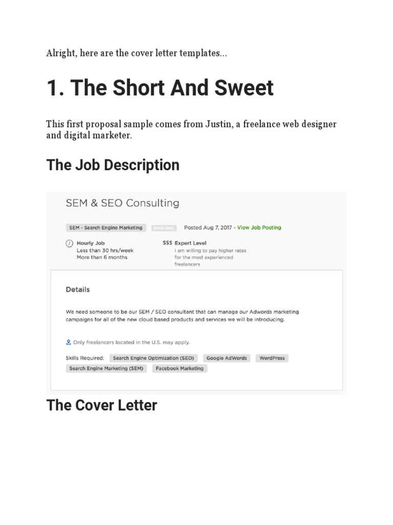 Upwork Cover Letter Sample | PDF | Communication