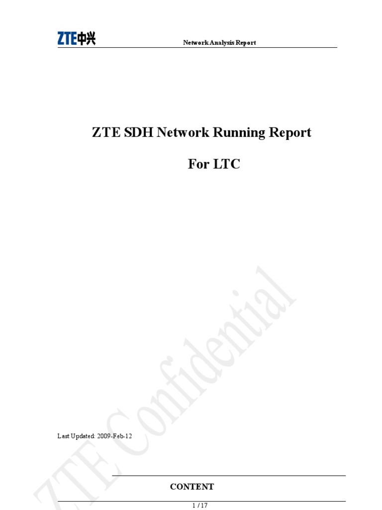 ZTE SDH Network Performance Report | PDF | Cable Television ...
