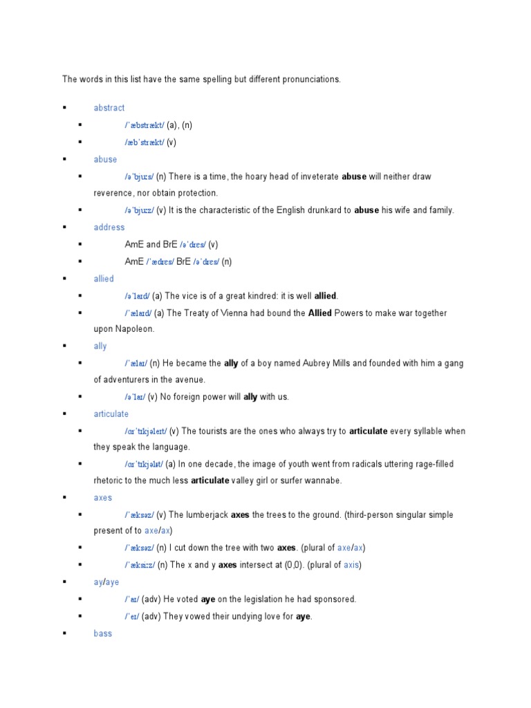 Homographs | PDF | Ellipsis
