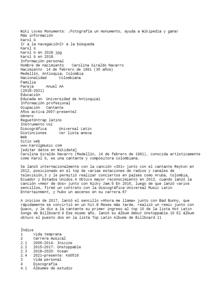 Karol G Biografia | PDF