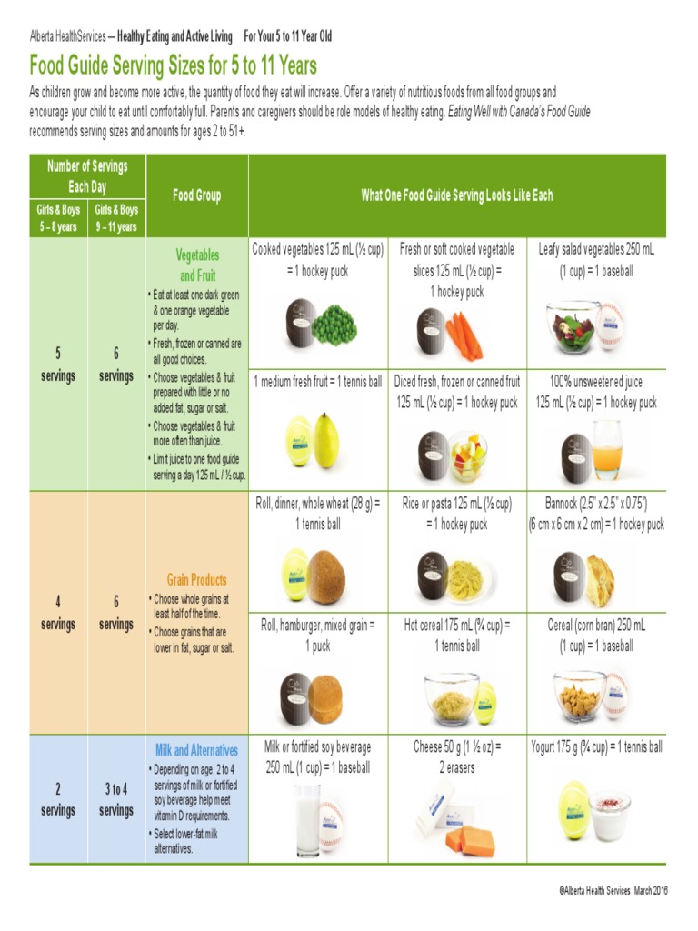If Nfs Food Guide Serving Sizes 5 To 11 Years | PDF | Foods | Fat