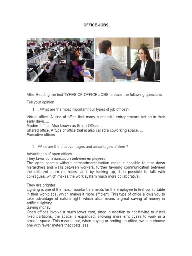 Office Jobs: Tell Your Opinion - What Are The Most Important Four Types ...