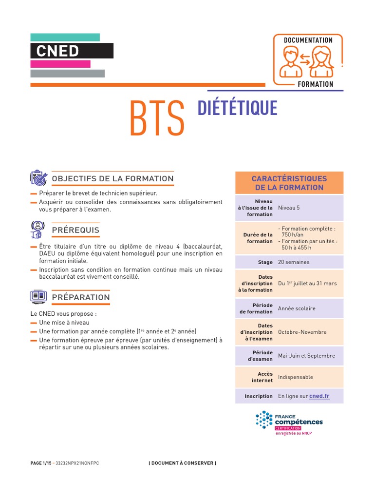 Cned BTS Dietetique Doc21 | PDF | Diététicien | Physiologie