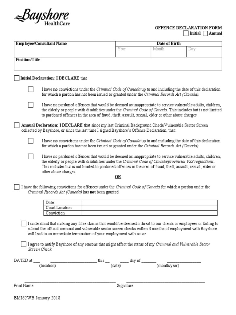 Copia de Annual Offence Declaration-Fillable | PDF | Criminal Record ...