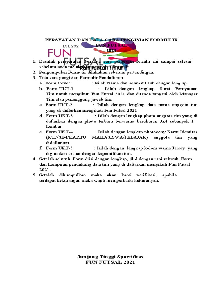Formulir Fun Futsal 2021 | PDF