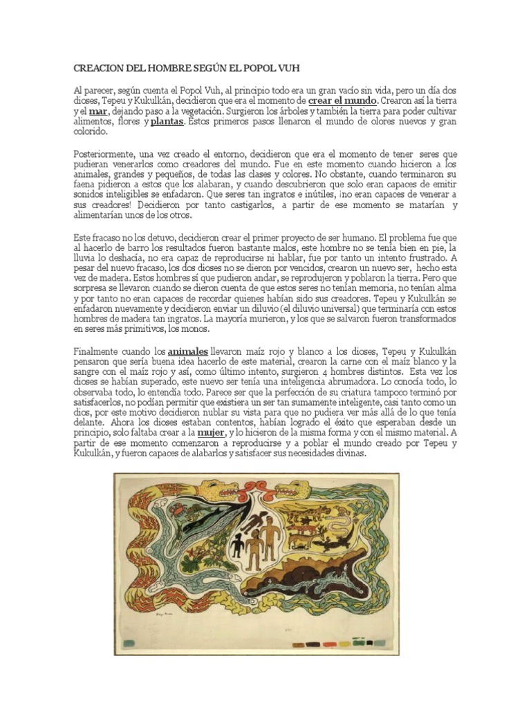 Creación del Hombre en el Popol Vuh | PDF