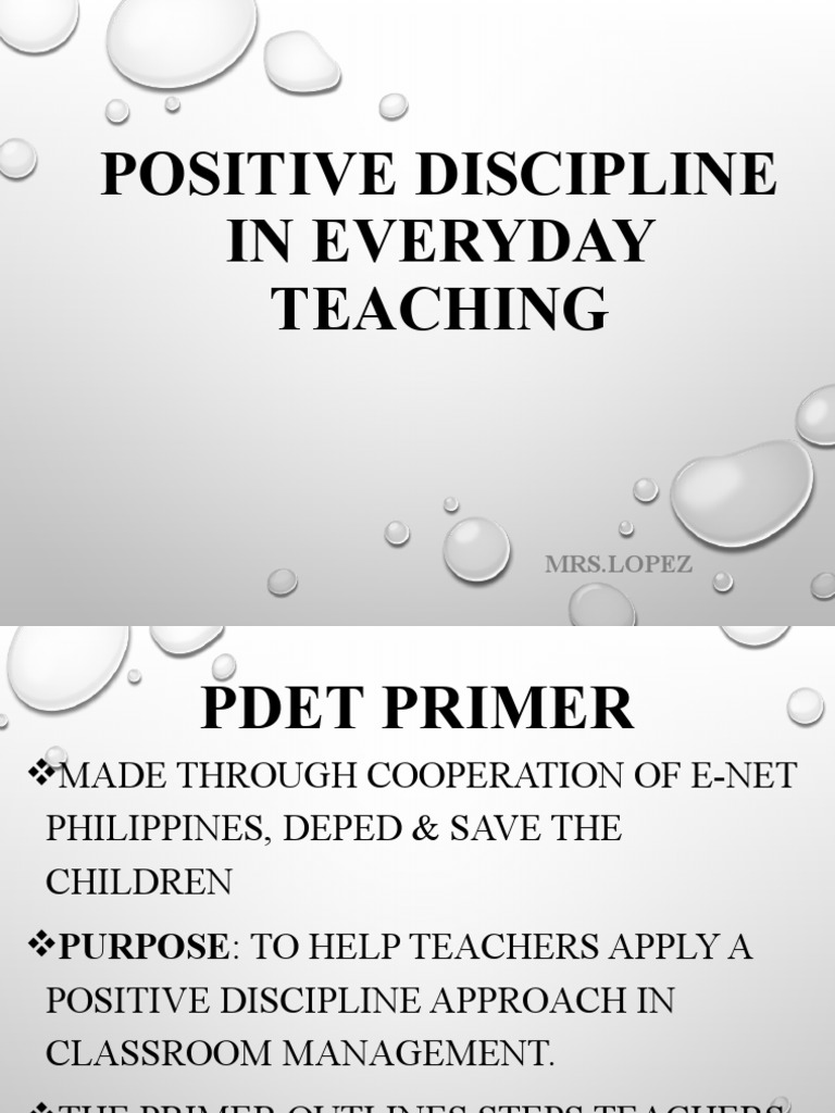 Positive Discipline | PDF | Teachers | Applied Psychology