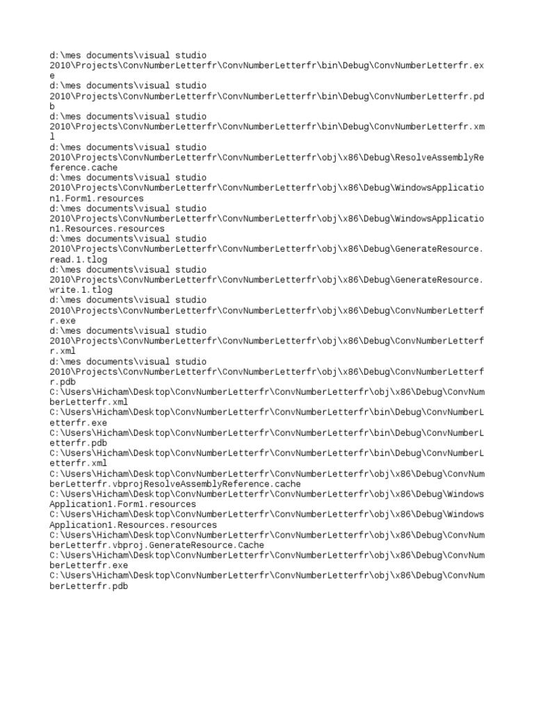 ConvNumberLetterfr Vbproj FileListAbsolute | PDF | Computers