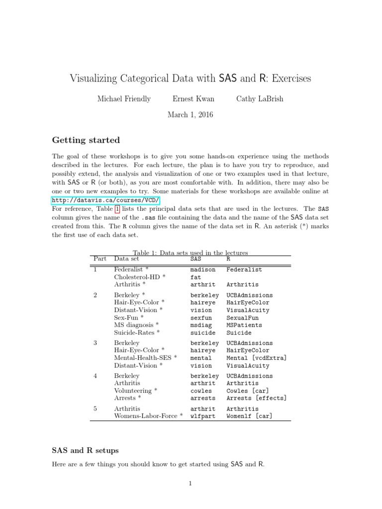 Visualizing Categorical Data with SAS/R | PDF | Logistic Regression ...