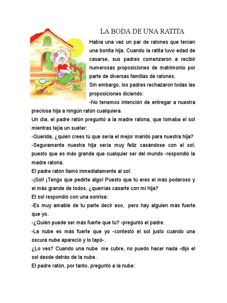 Cuento LA BODA DE LA RATONCITA | PDF