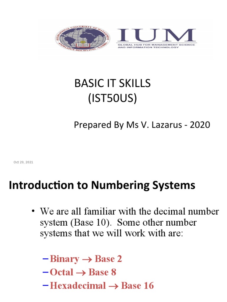 Basic IT Skills Document: Introduction to Numbering Systems | PDF ...