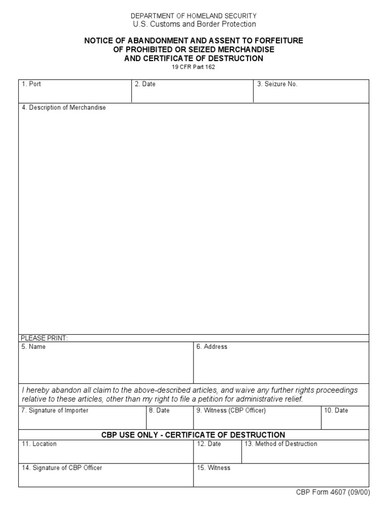 Abandonment Form | PDF