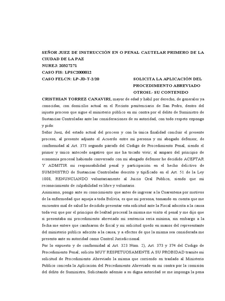 Procedimiento Abreviado Juzgado | PDF | Derecho penal | Sentencia (ley)