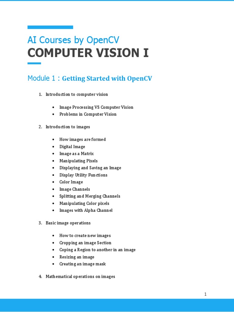 Computer Vision I: Ai Courses by Opencv | PDF | Signal Processing | Optics