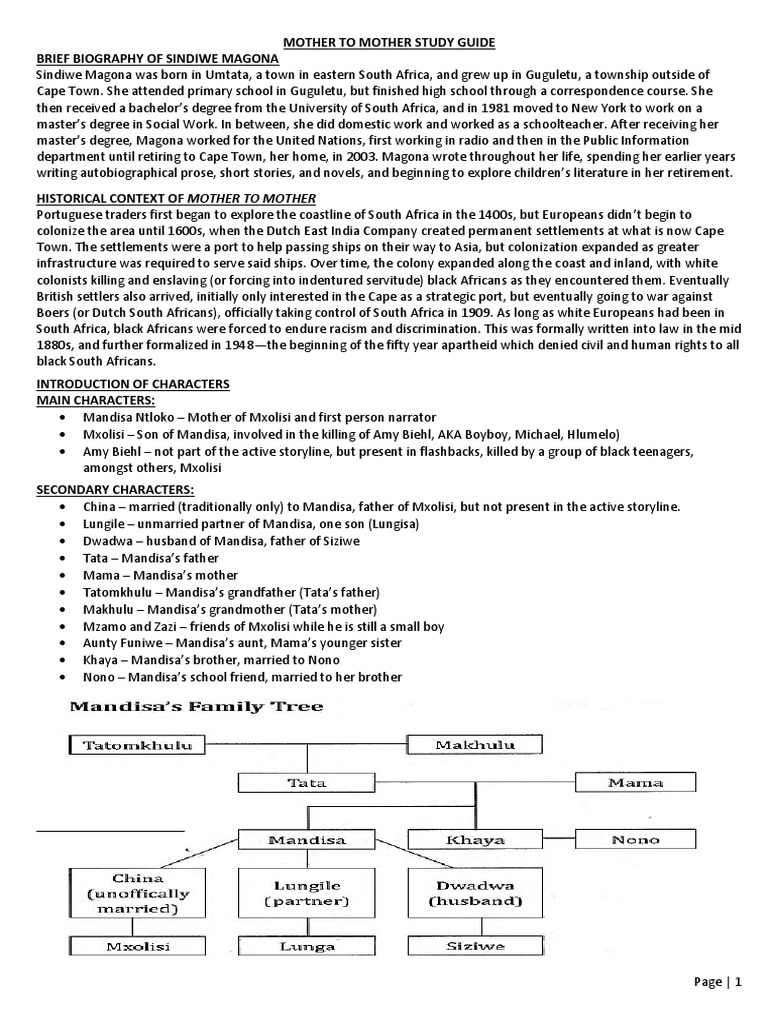 Mother to Mother: A Study Guide | PDF