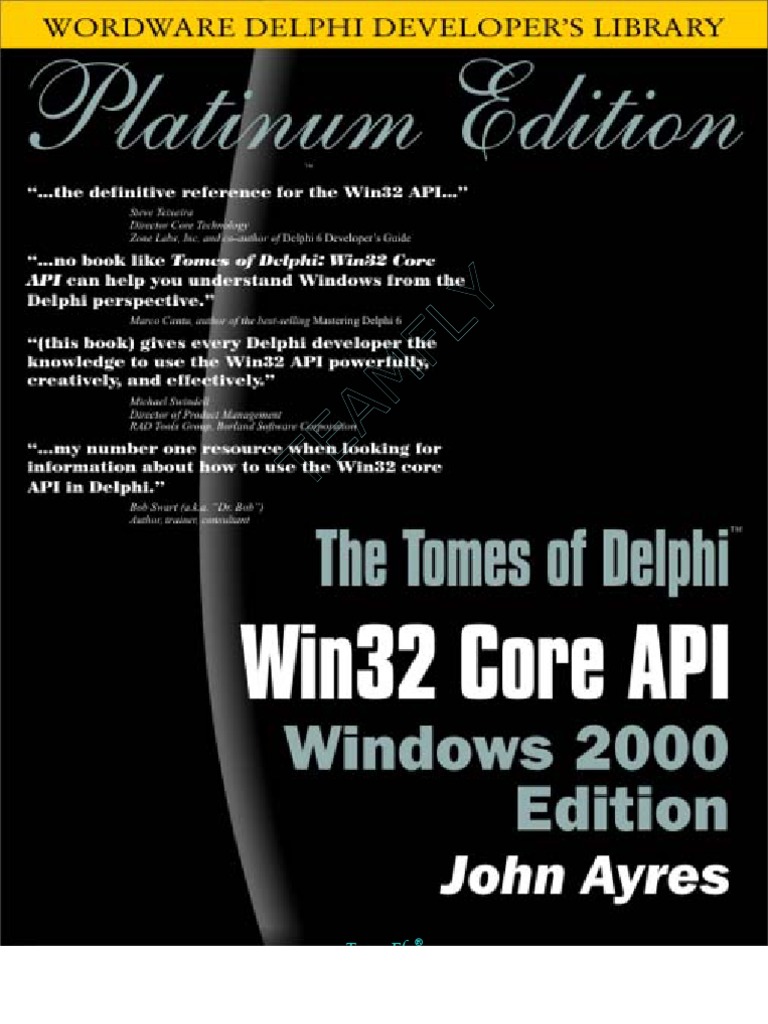 The Tomes of Delphi - Win32 Core API Windows 2000 Edition | PDF | Application Programming ...