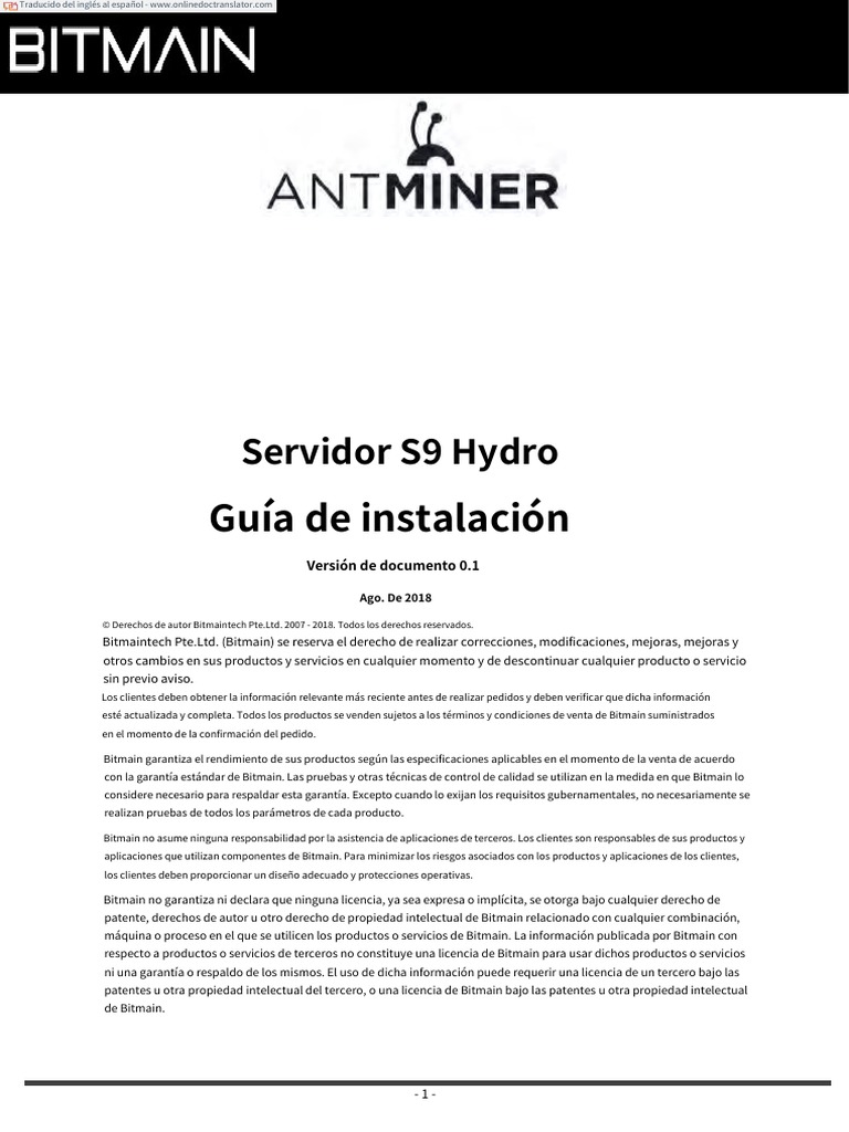 AntMiner S9 Hydro Server Installation Guide - En.es | PDF | Residuos ...