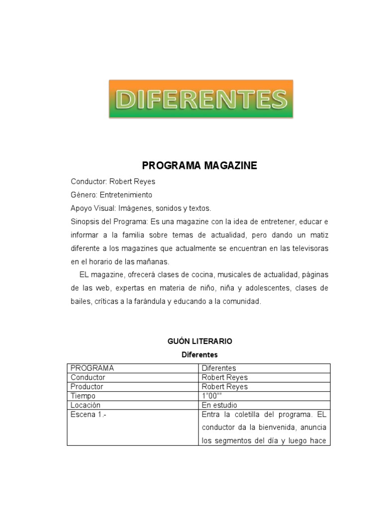 Guion PROGRAMA MAGAZINE | PDF