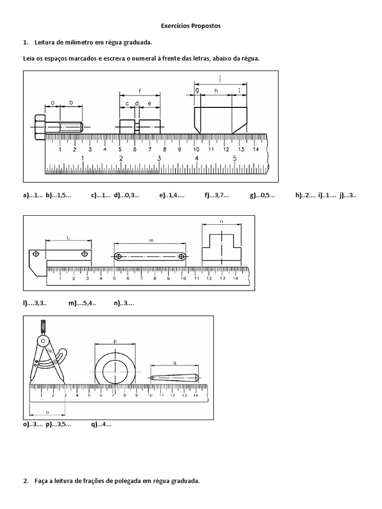 Aula 3-ML - Exercicio - Proposto - Regua e Trena Graduada | PDF | Materiais