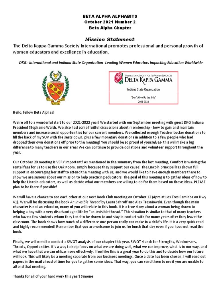 October 2021 Beta Alpha Alphabits | PDF | School Voucher | Teachers