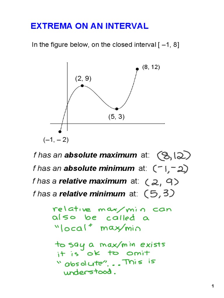 3-1 Extrema On An Interval | PDF | Maxima And Minima | Mathematical ...