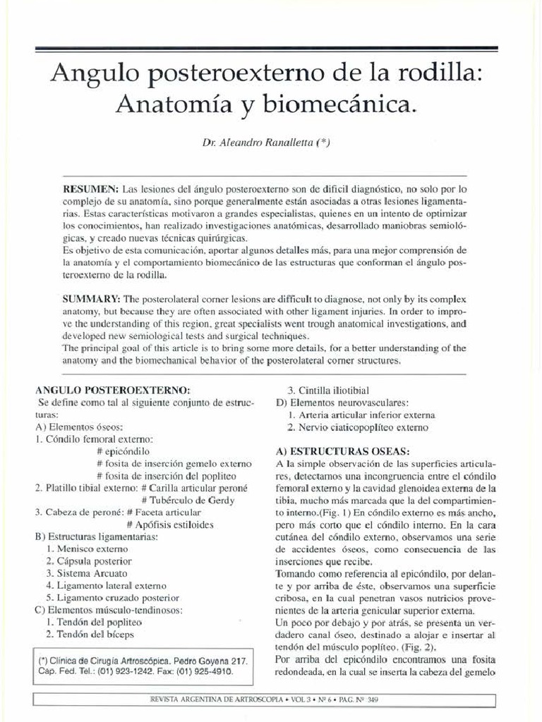 Angulo Posteroexterno de La Rodilla | PDF | Rodilla | Anatomía humana