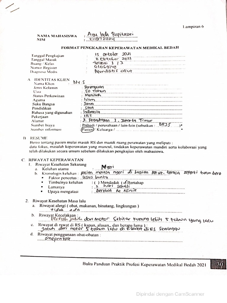 Askep Post Op Appendiks | PDF