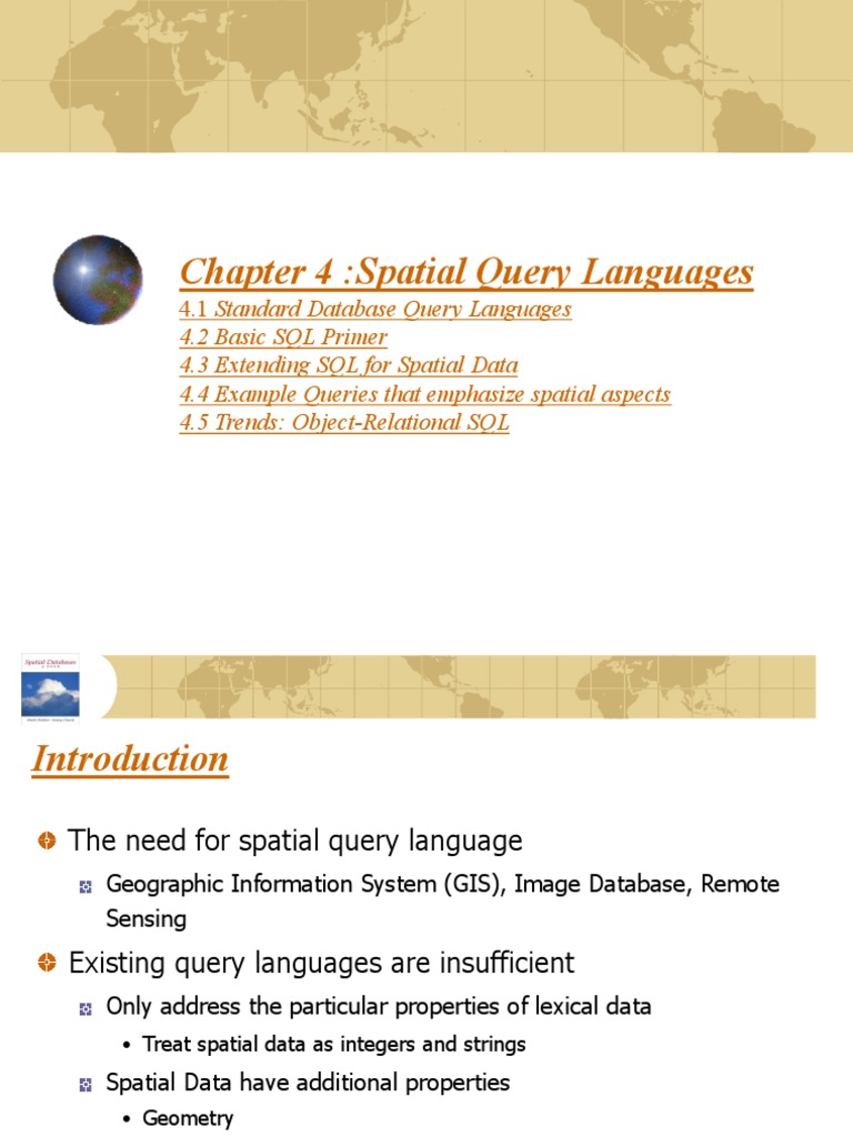Chapter 4 - Spatial Query Language - P1 | PDF | Sql | Databases