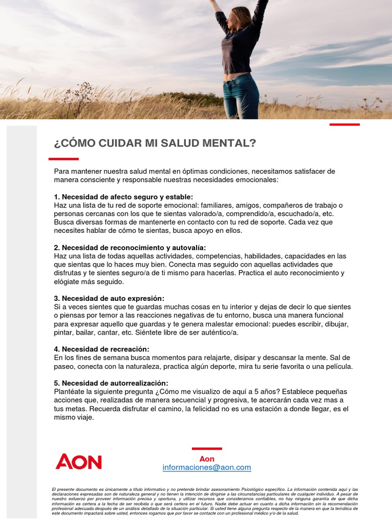 Cómo Cuidar Mi Salud Mental | PDF | Salud mental | Las emociones