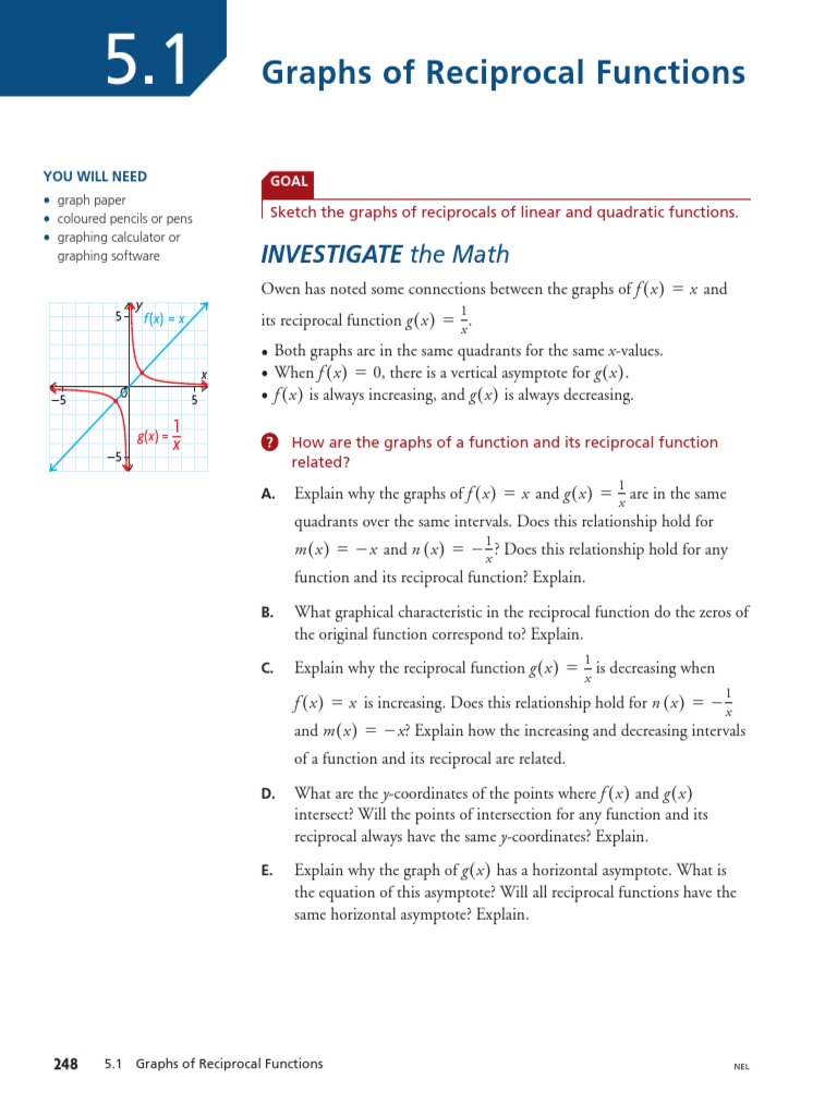 Graphs of Reciprocal Functions: Investigate The Math | PDF | Asymptote | Function (Mathematics)