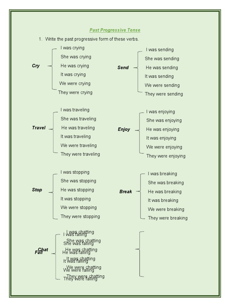 Past Progressive Tense | PDF | Grammatical Tense