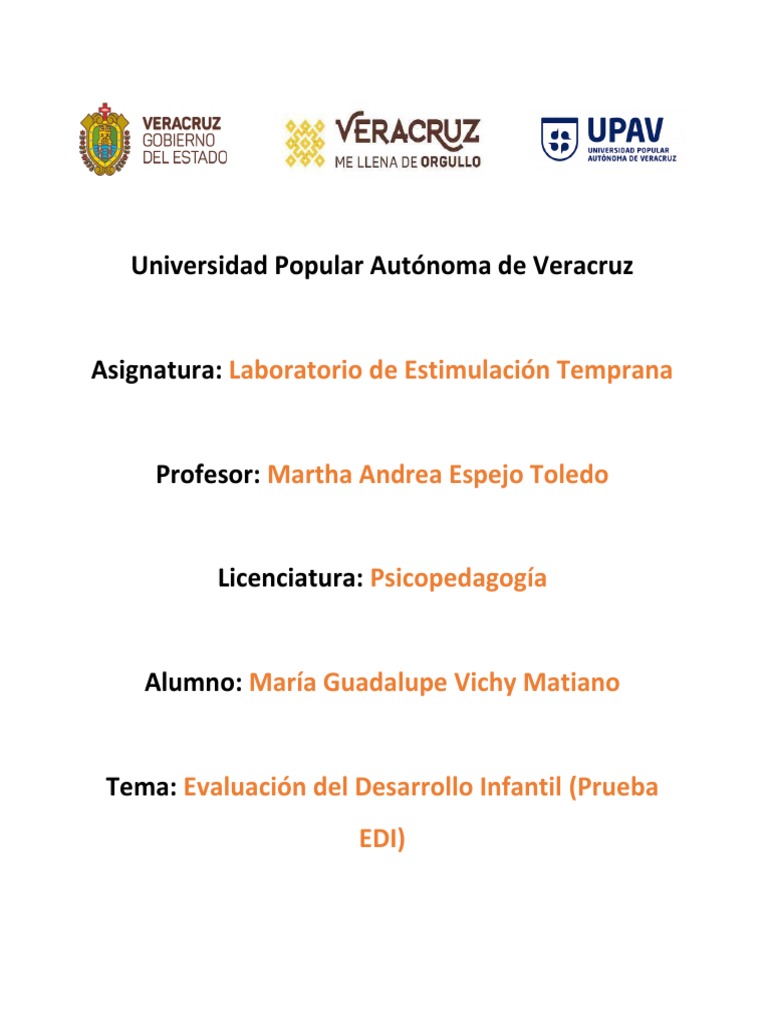 Evaluacion de Desarrollo Infantil Prueba EDI | PDF | Medicina CLINICA ...
