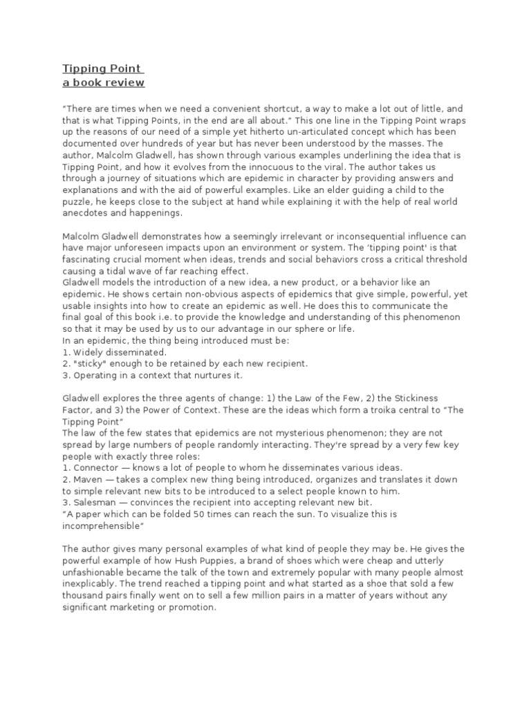 Tipping Point A Book Review | PDF | Economic Development | Economics