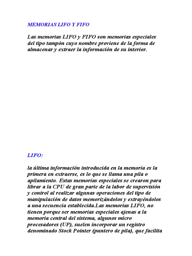 Memorias Lifo y Fifo | PDF