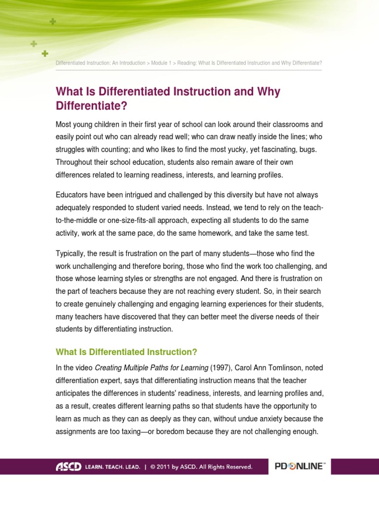 Diffrentiated Instructions Module 1 | PDF | Differentiated Instruction | Change