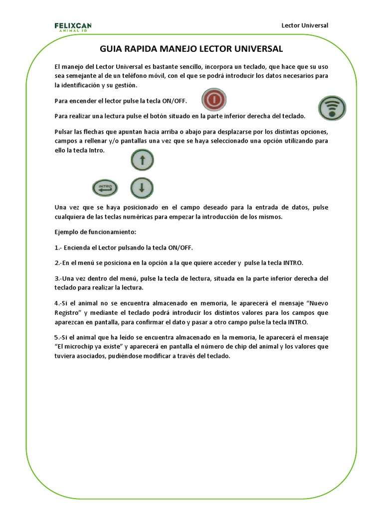 Guia Rapida Manejo Lector Universal | PDF