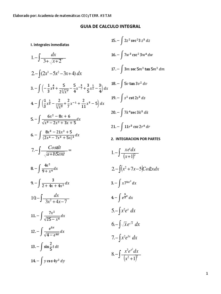Guia Calculo Integral TM | PDF | Integral | Matemáticas