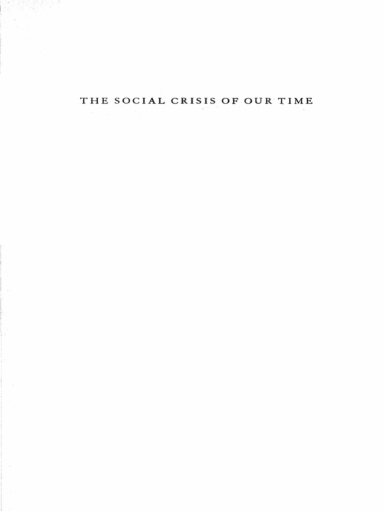 The Social Crisis of Our Time Wilhelm Ropke | PDF