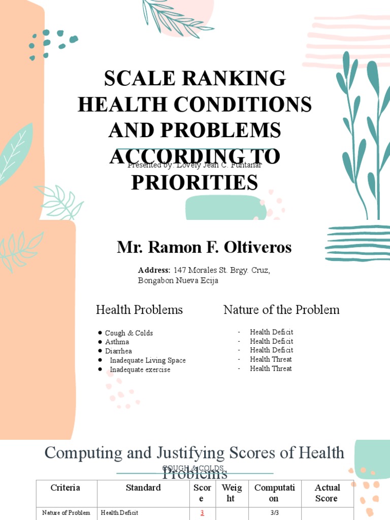 Scale Ranking Health Conditions | PDF | Health Sciences | Diseases And ...