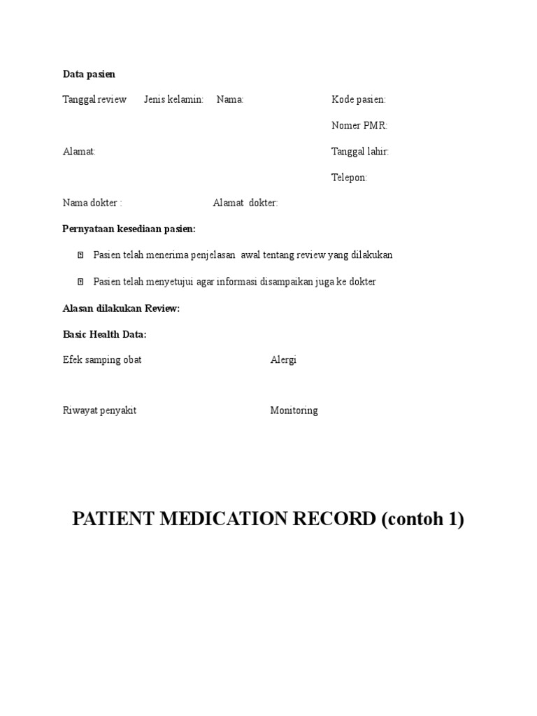 Contoh Patient Medication Record PMR 5 PDF Free | PDF