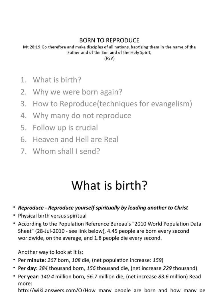 Born To Reproduce | PDF | Born Again | Paul The Apostle